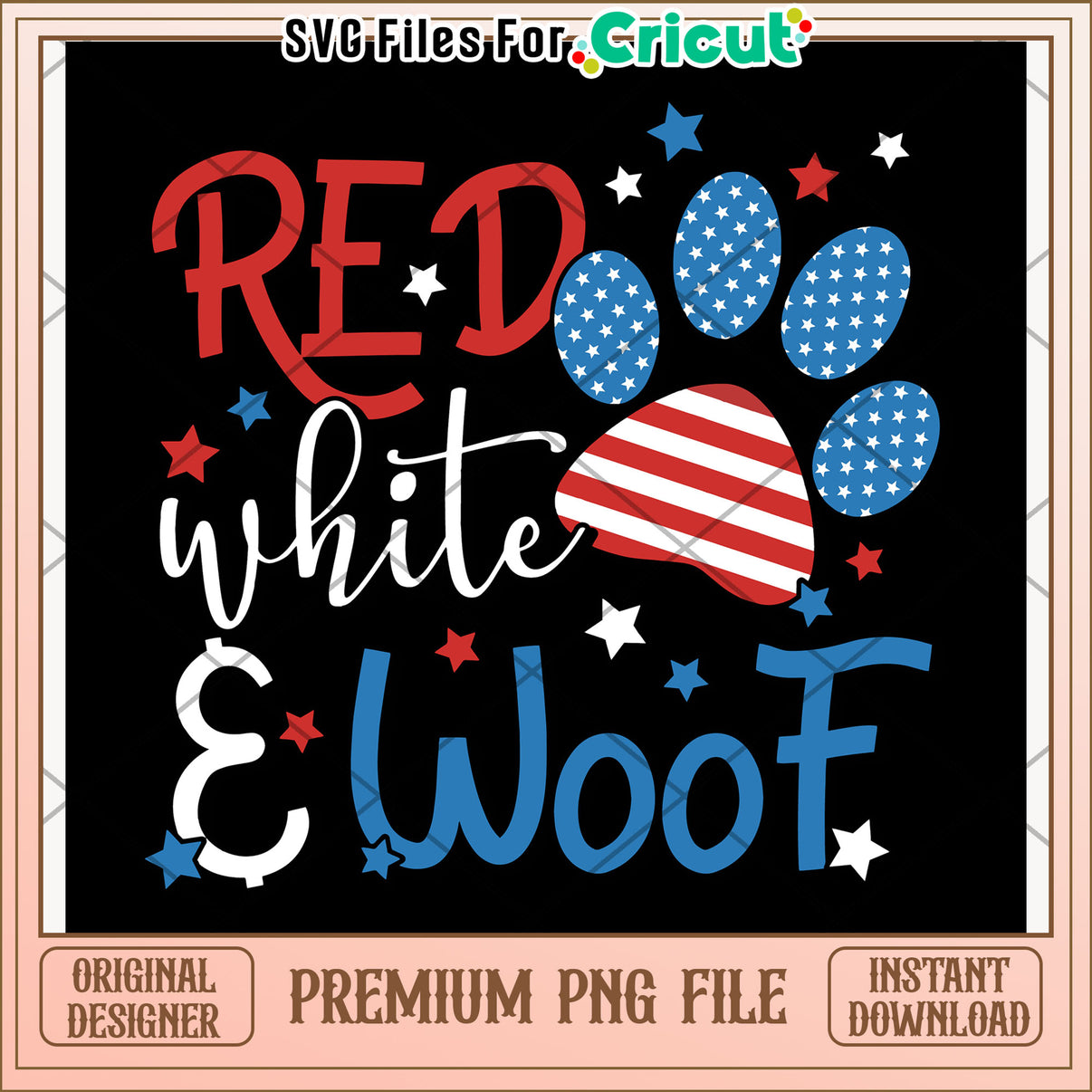 Red white and woof png, patriotic pet png, cute dog design png – svg ...