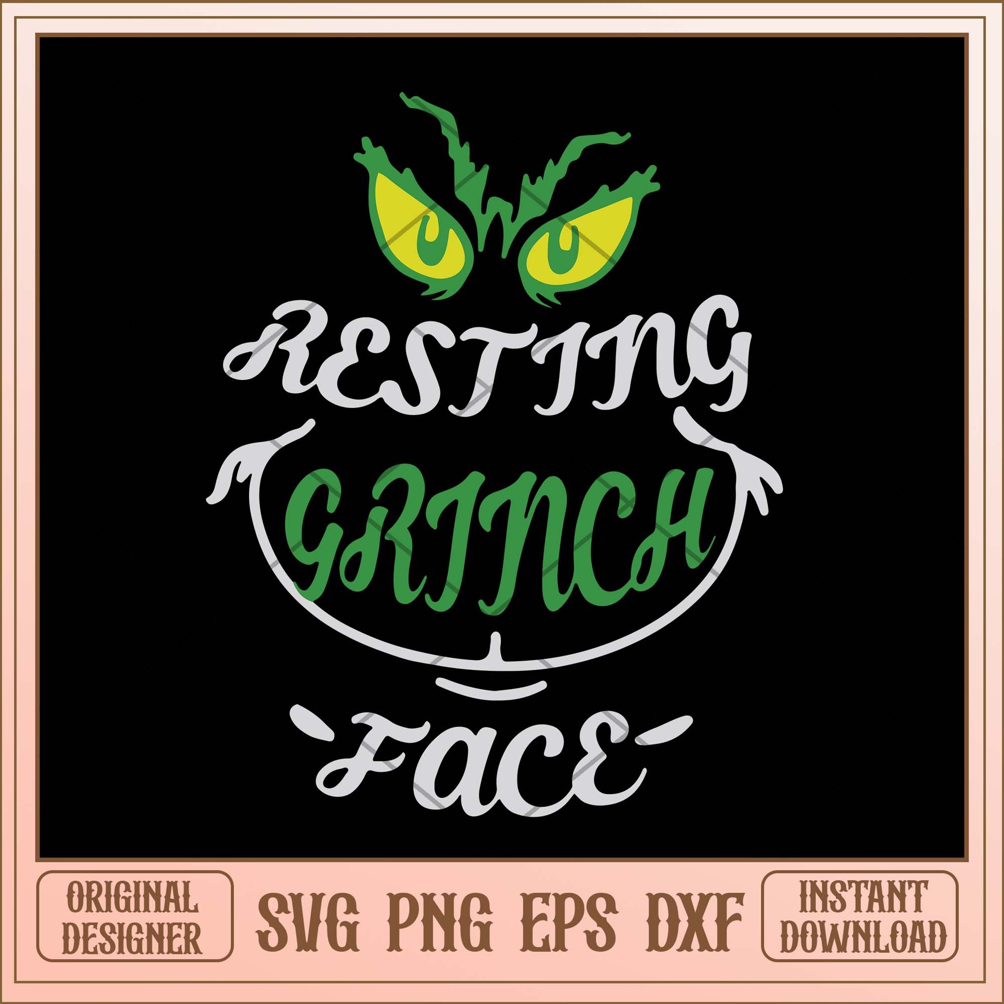 Resting Grinch face svg, Grinch resting green smile face svg bundle ...