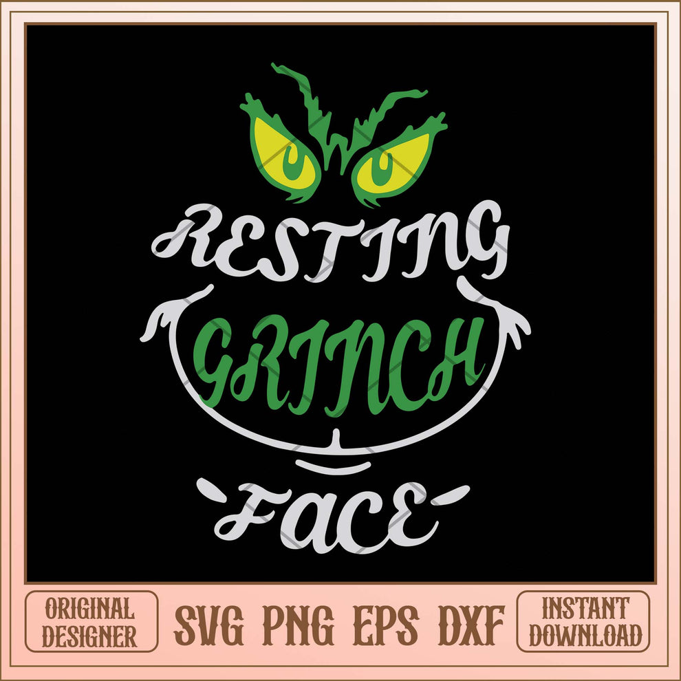 Resting Grinch face svg, Grinch resting green smile face svg bundle ...