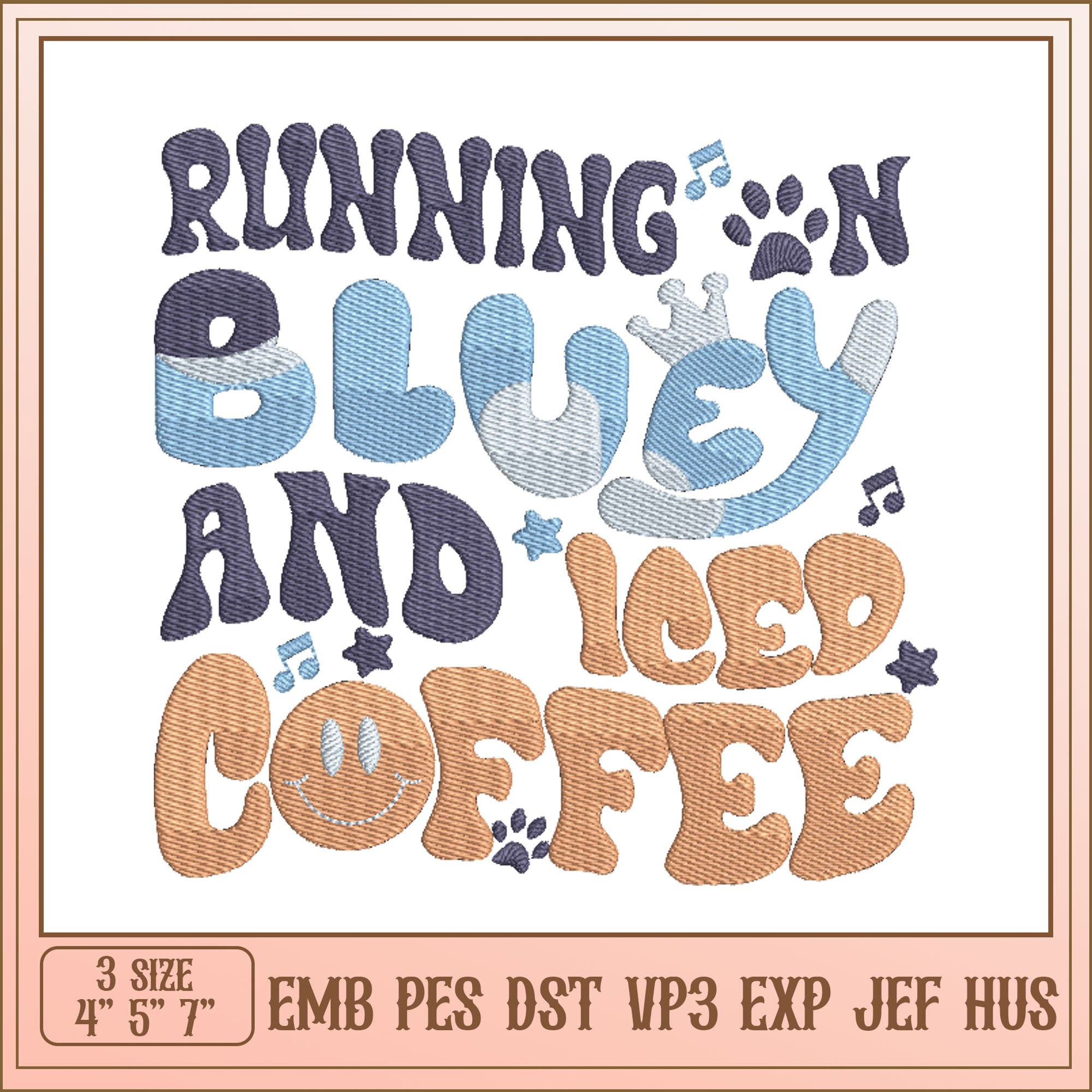 Running on Bluey Iced Coffee Embroidery – svg files for cricut