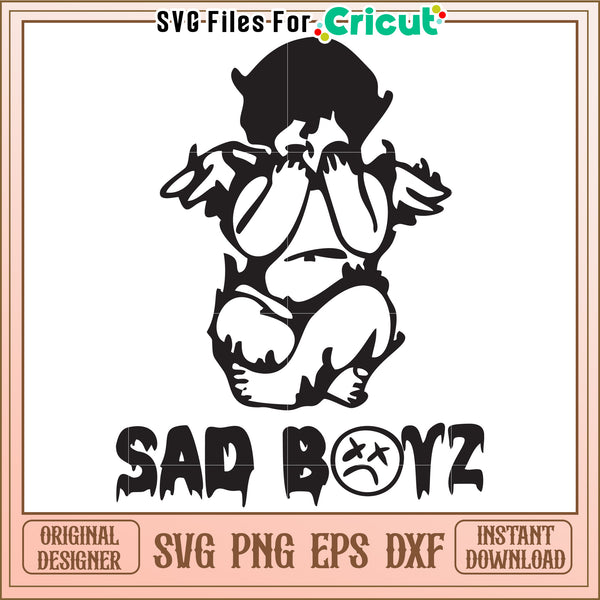 Sad boyz letter design svg, gothic typography svg, emotional text artw ...