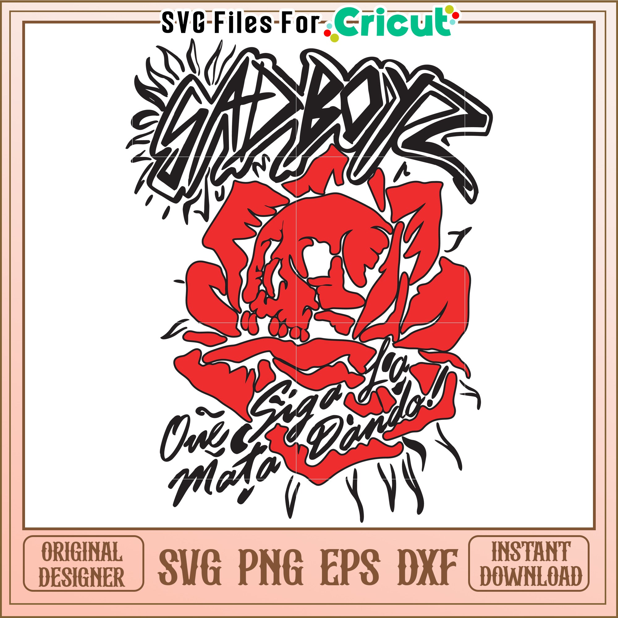 Sad boyz rose design svg, emotional flower artwork svg, moody aestheti ...
