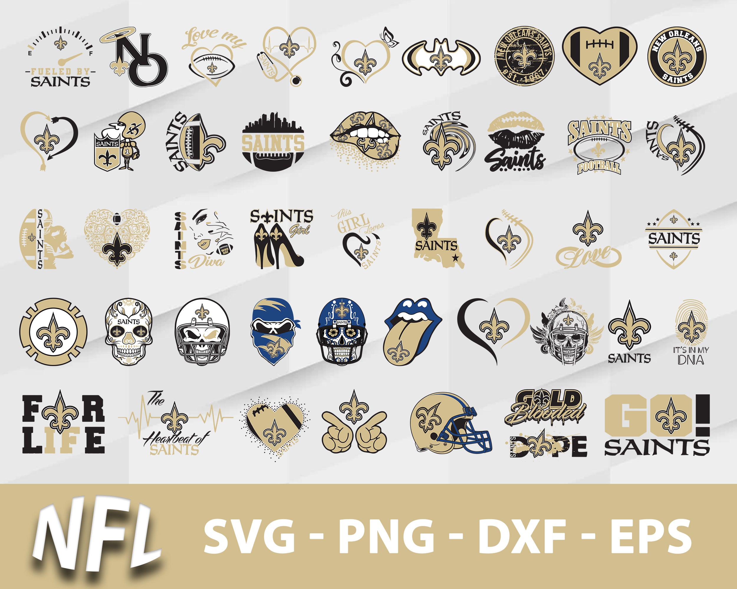 New orleans saints nfl bundle svg, new orleans saints football svg ...