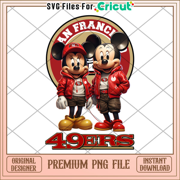 San Francisco 49ers Mickey and Minnie Mouse PNG, premium digital desig ...