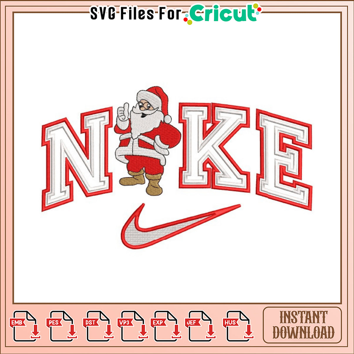 Santa Nike Embroidery Design Instant Download – svg files for cricut