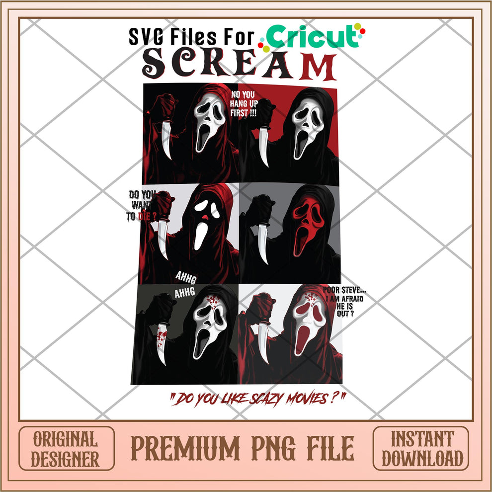 Scream Do You Like Scary Movies png, Horror characters png, digital do ...