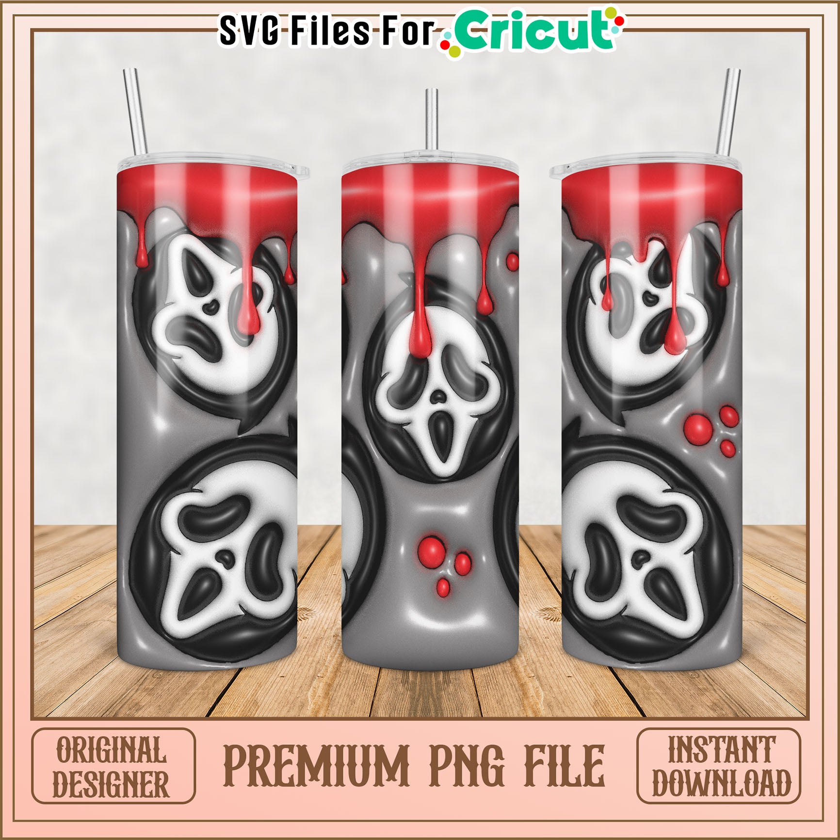 Scream Ghost Face PNG Tumbler Design – svg files for cricut