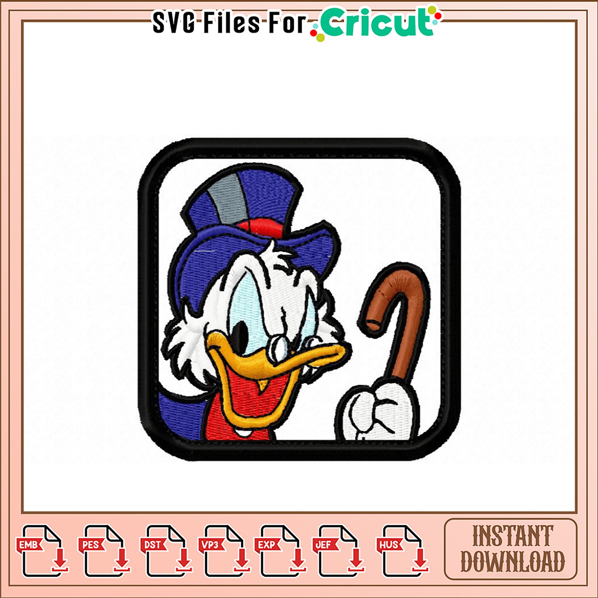 Scrooge McDuck Embroidery Design Instant Download – svg files for cricut