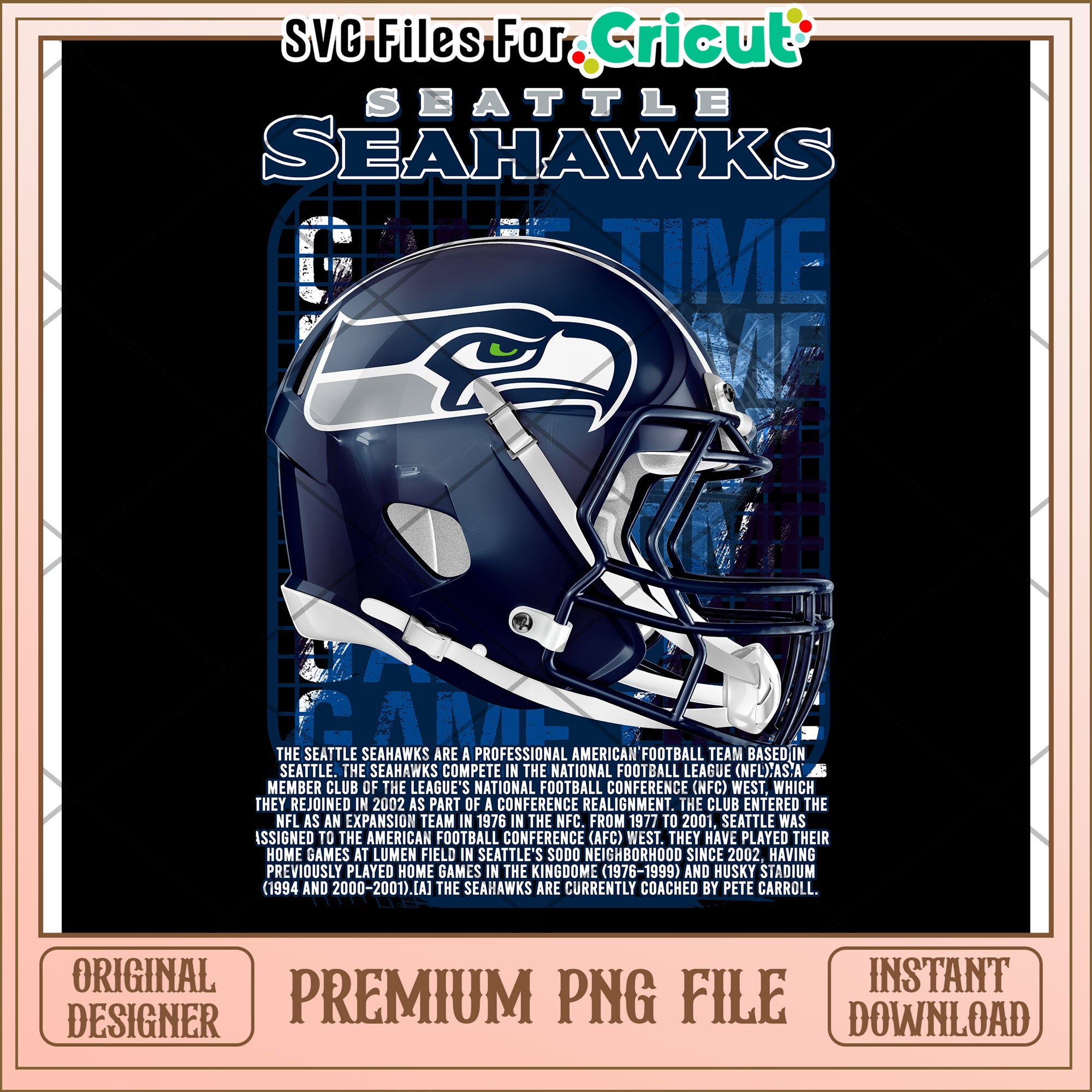Seattle Seahawks Football Helmet Design, Premium PNG for Cricut – svg ...