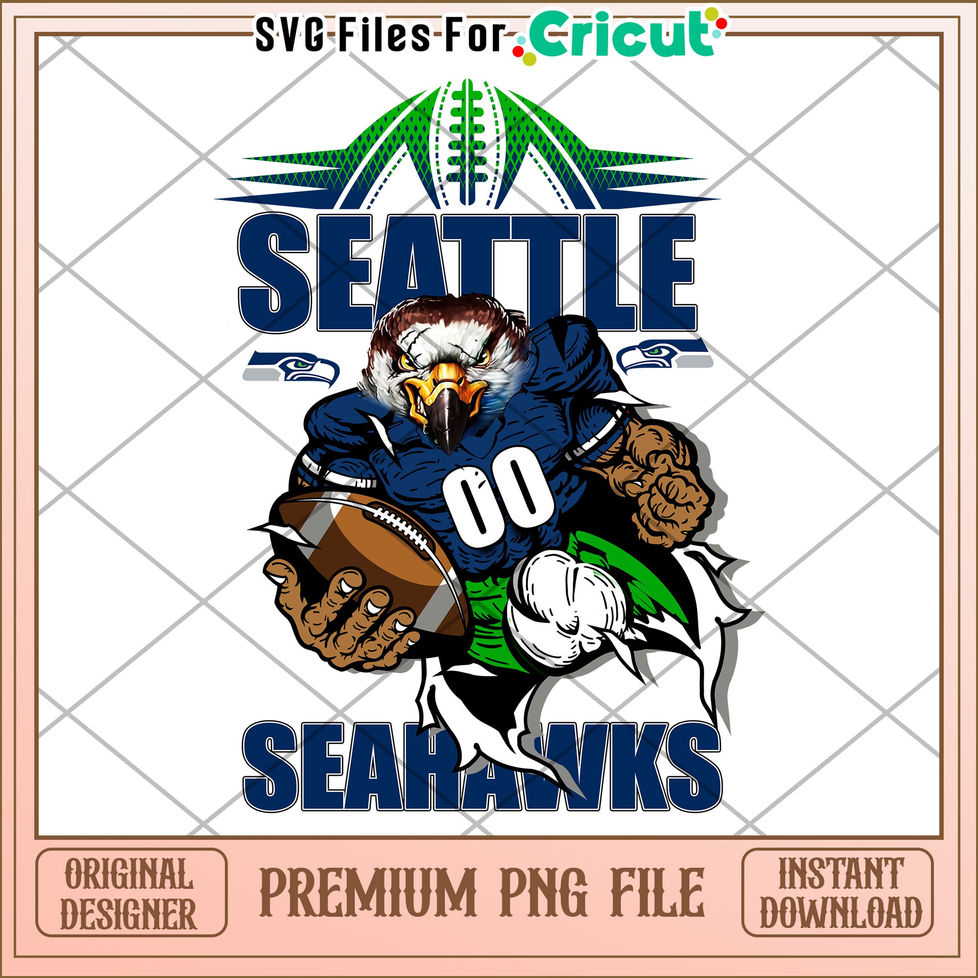 Seattle Seahawks PNG file for Cricut, bold football design download ...