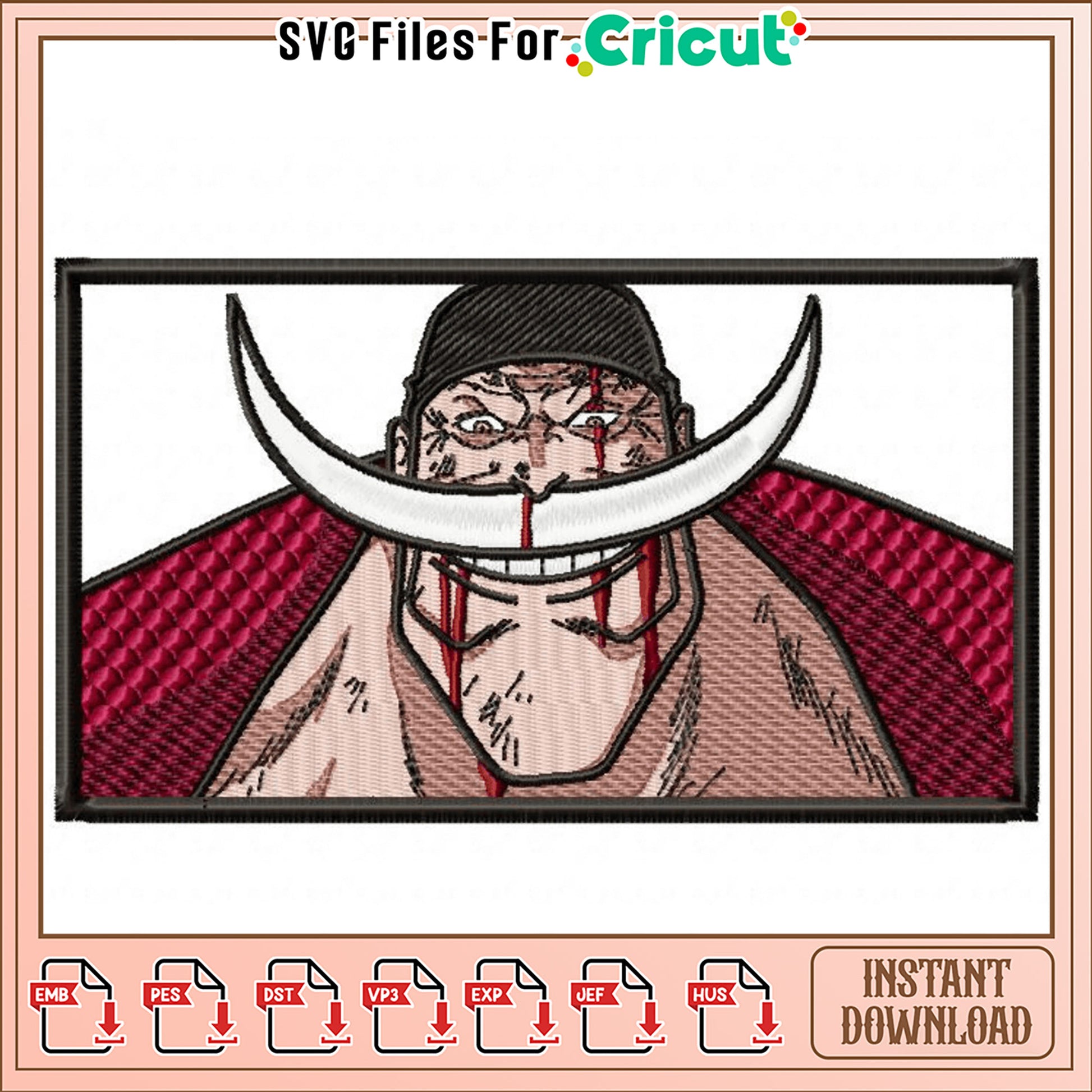 Shanks One Piece Embroidery Design Instant Download – svg files for cricut