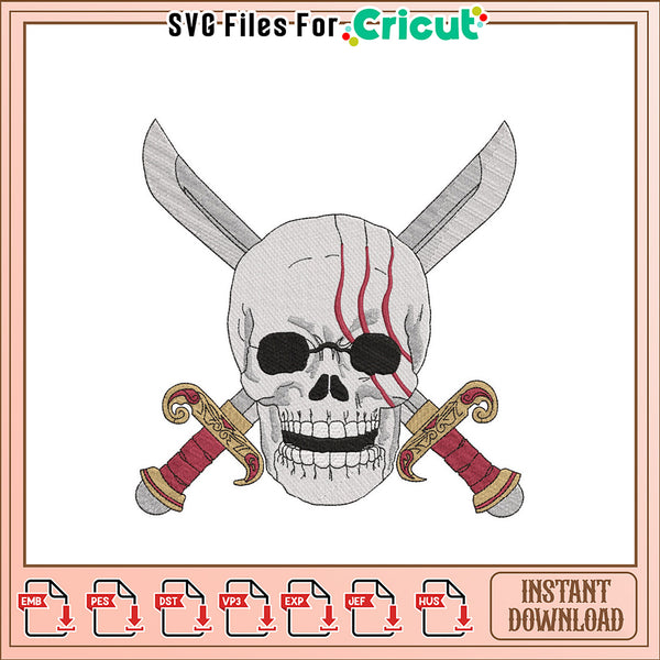 Skull and Swords Embroidery Design Instant Download – svg files for cricut