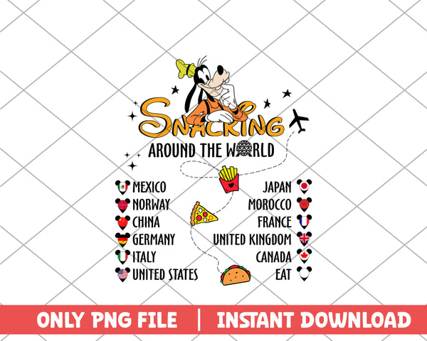 Snacking around the world goofy map disney png – svg files for cricut