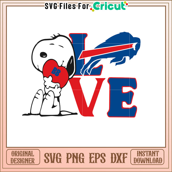 Snoopy Buffalo Bills Love SVG – svg files for cricut