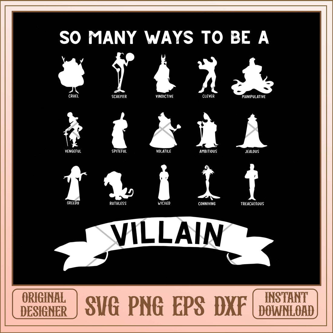So many ways to be a villain svg, Disney famous villains svg bundle ...