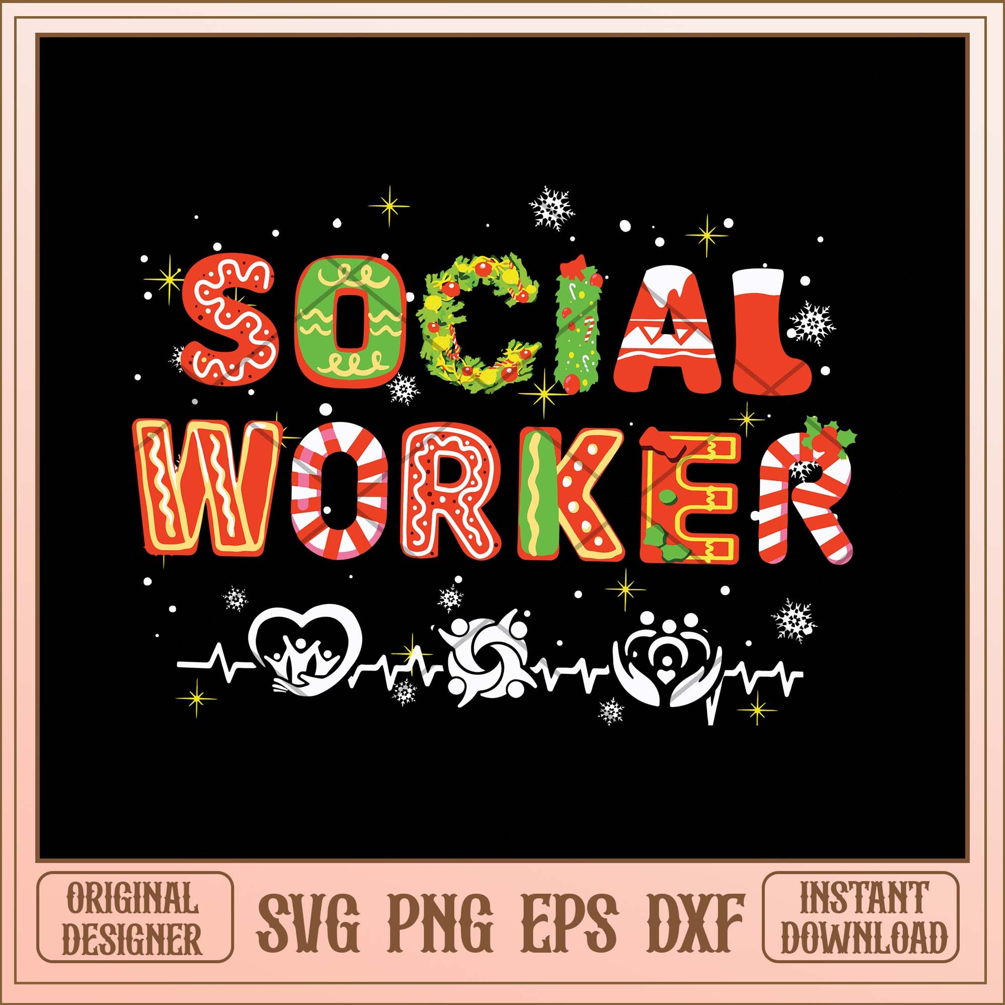 Social worker svg, Merry Christmas vibes svg bundle – svg files for cricut