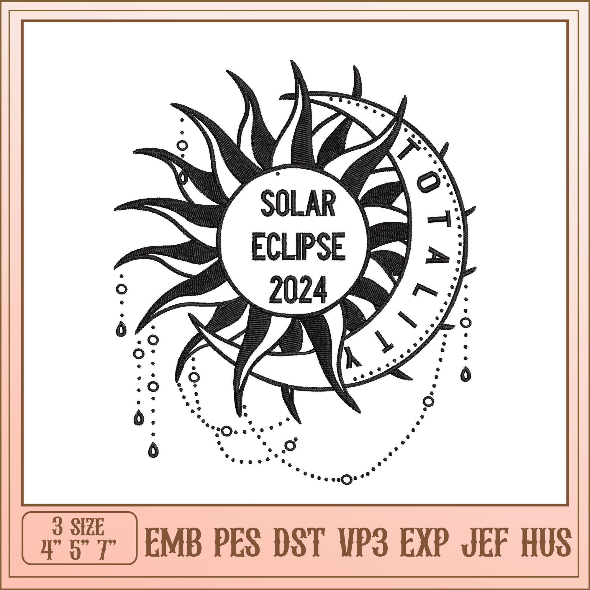 Solar Eclipse 2024 Embroidery Design – svg files for cricut