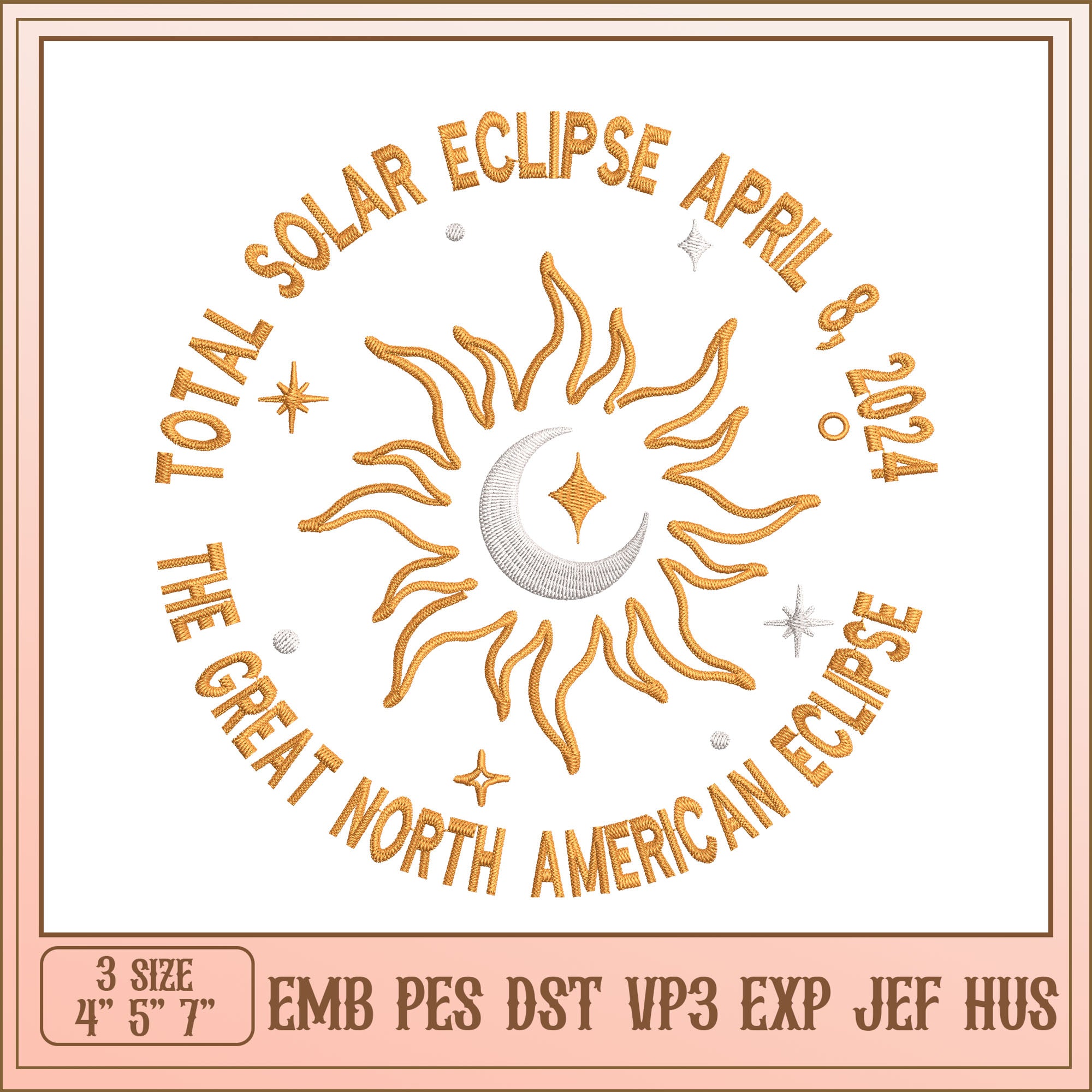 Solar Eclipse Embroidery Design 2024 – svg files for cricut