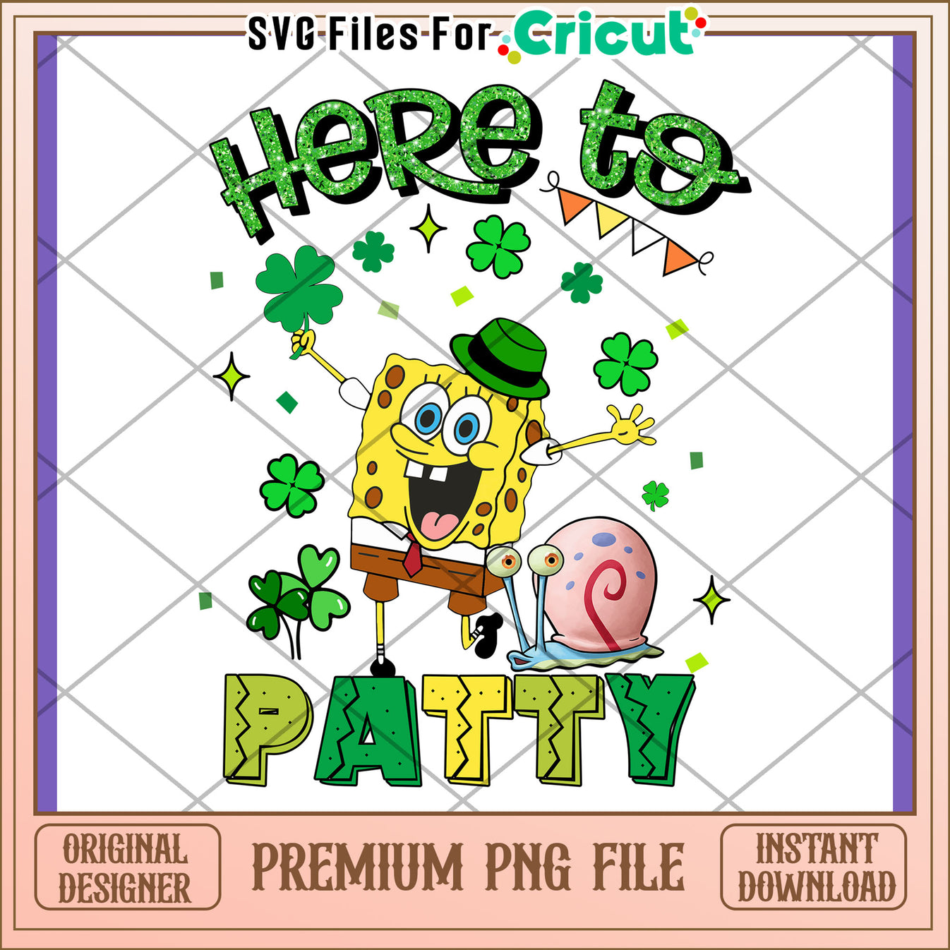 SpongeBob SquarePants Here to Patty PNG Design – svg files for cricut