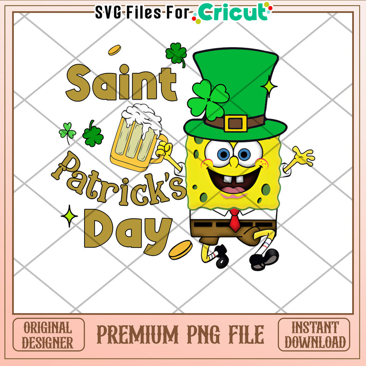 SpongeBob SquarePants Saint Patricks Day PNG File – svg files for cricut