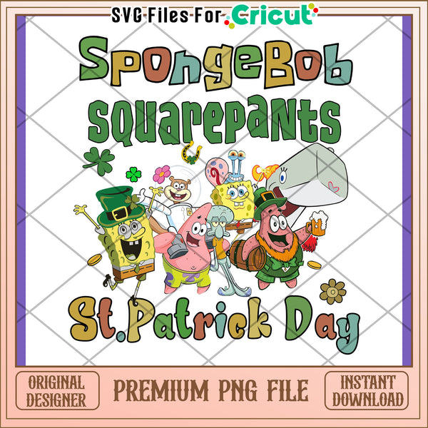 SpongeBob SquarePants St Patrick Day PNG Design – svg files for cricut