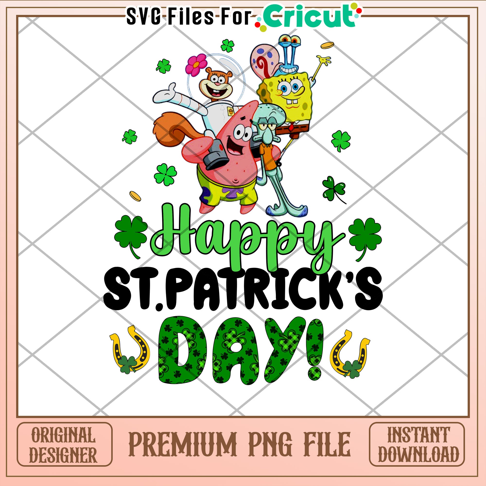 SpongeBob St Patricks Day PNG Design – svg files for cricut