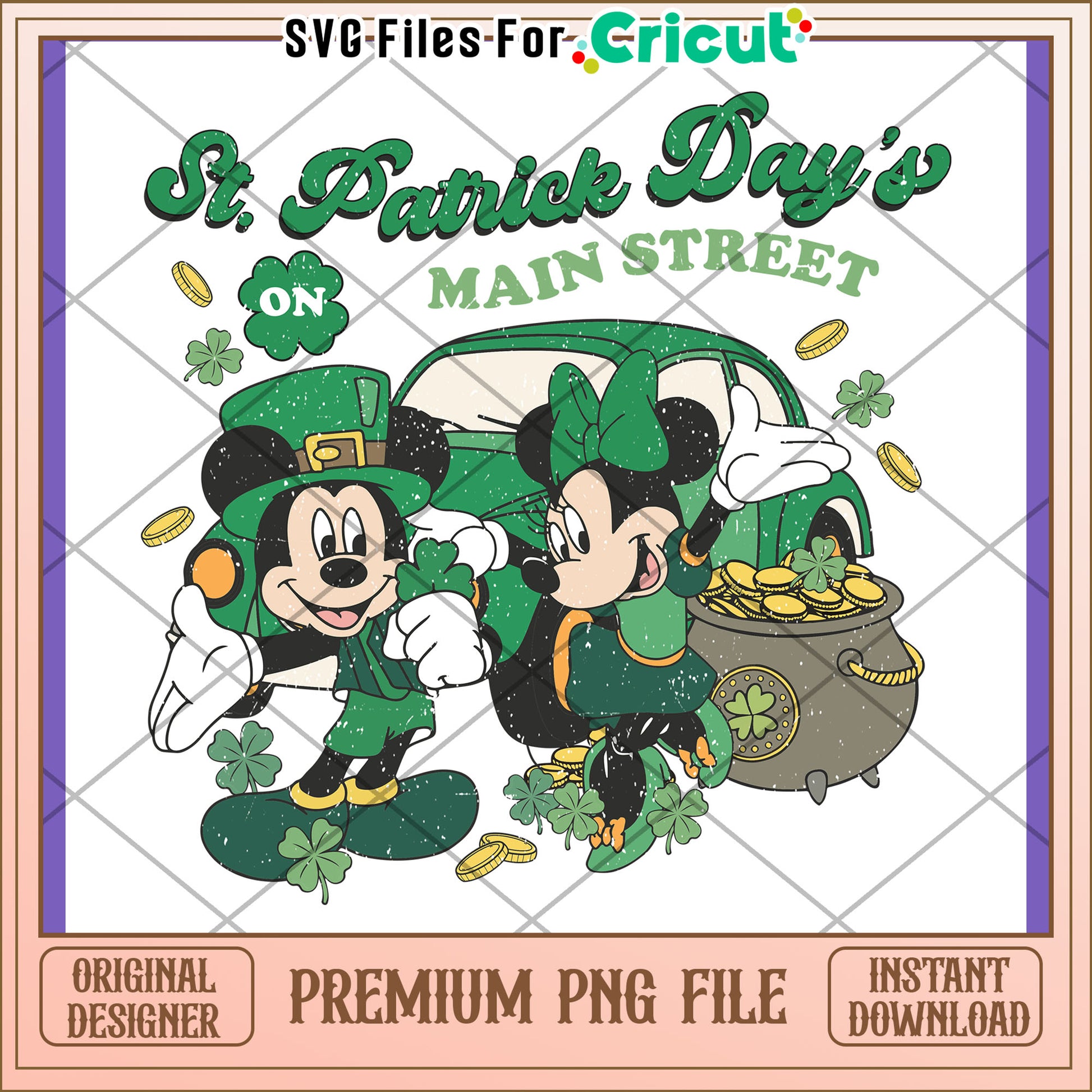 St Patrick's Day Vintage Mickey Mouse PNG Design – svg files for cricut