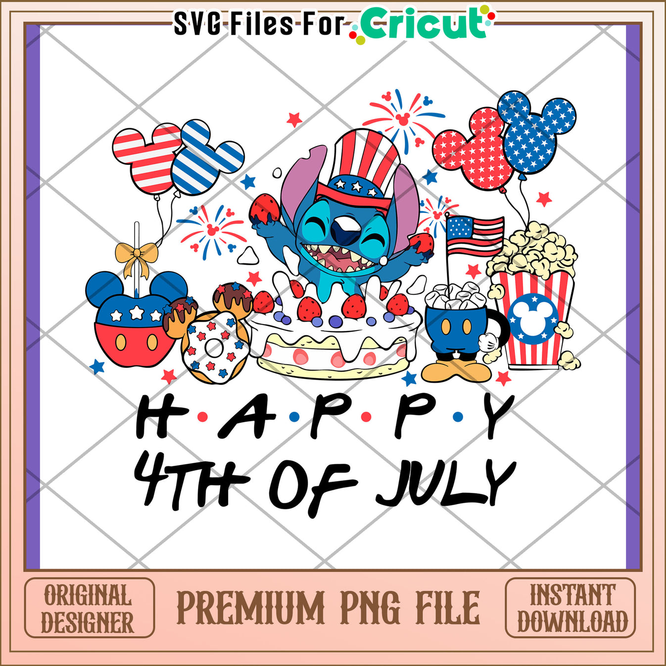 Stitch 4th of July PNG Design – svg files for cricut
