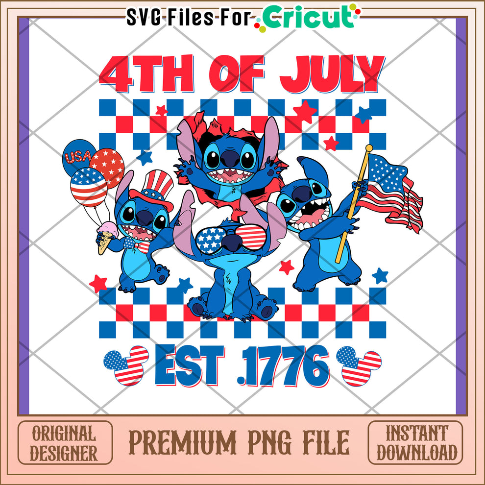 Stitch 4th of July PNG Sublimation Design – svg files for cricut