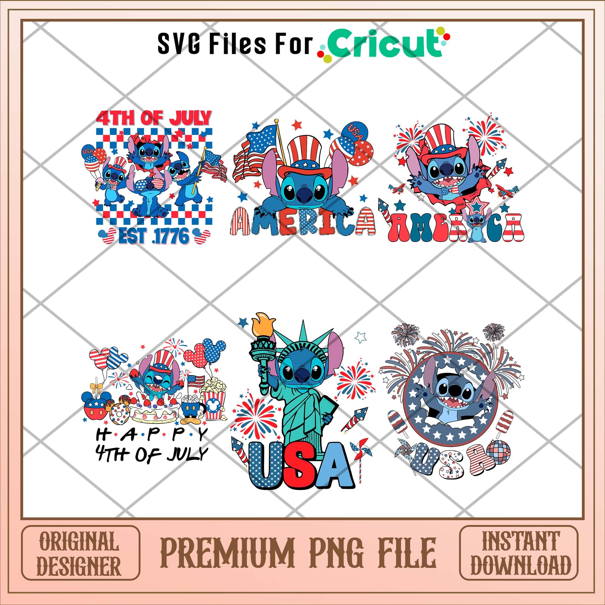 Disney Stitch 4th of july png bundle – svg files for cricut