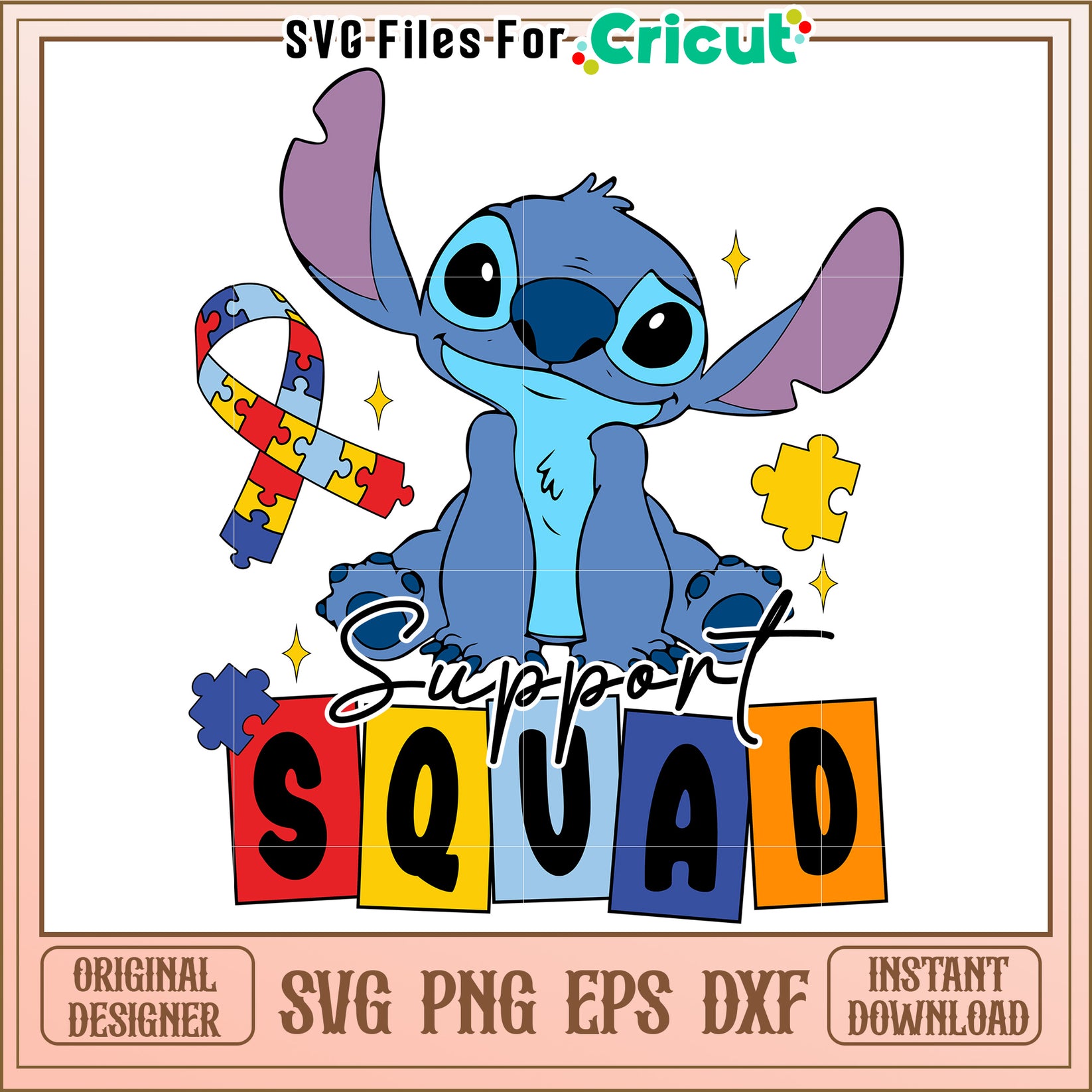 Stitch Autism Support Squad SVG – svg files for cricut