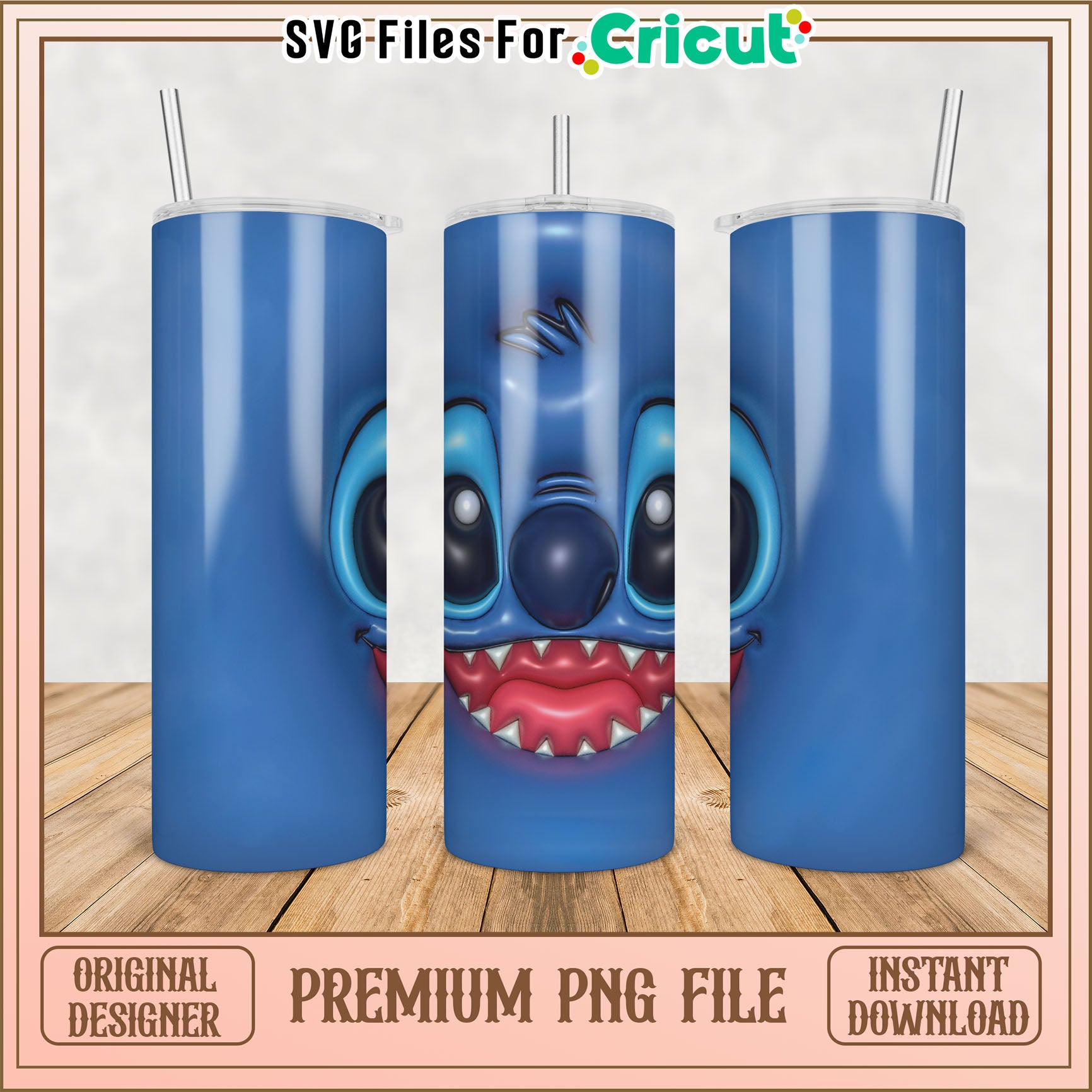 Stitch Character Tumbler PNG File for Creative Projects Download – svg ...
