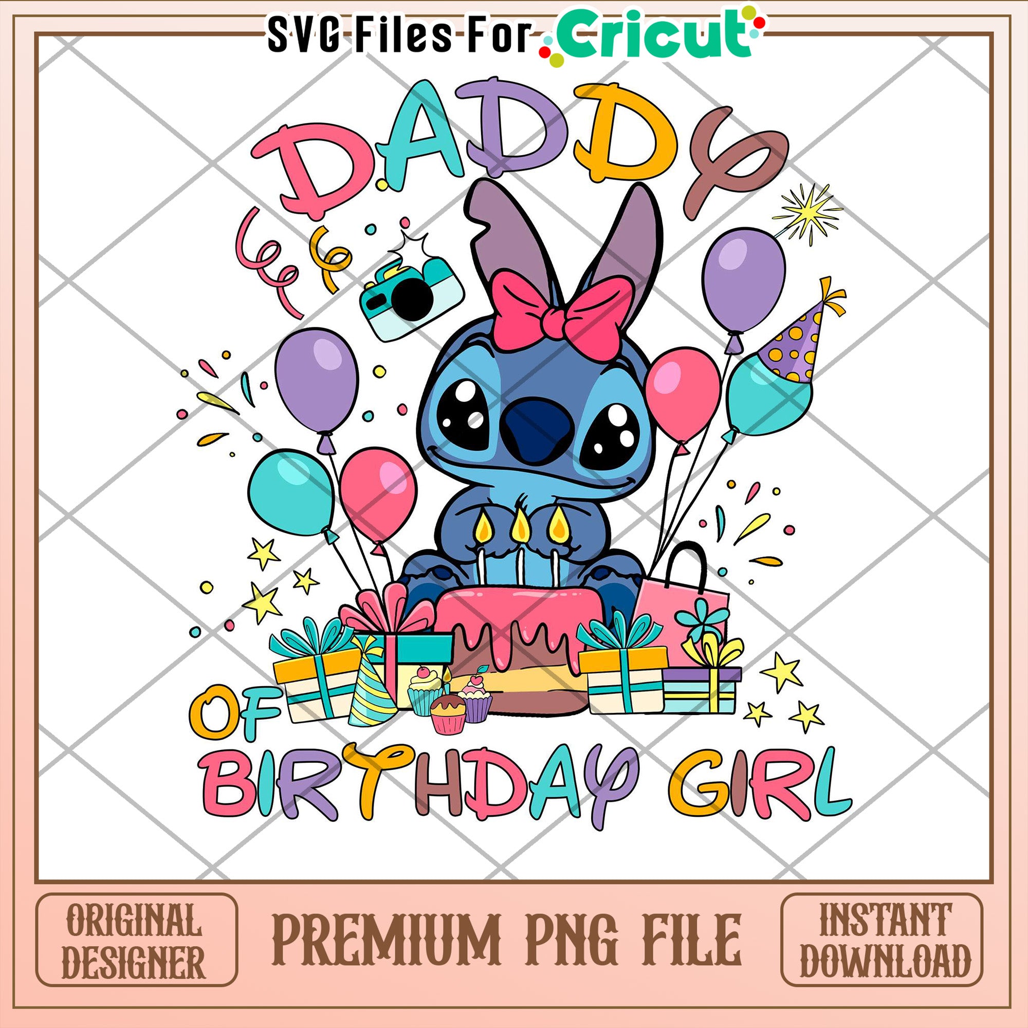 Stitch Daddy's Birthday Girl PNG – svg files for cricut
