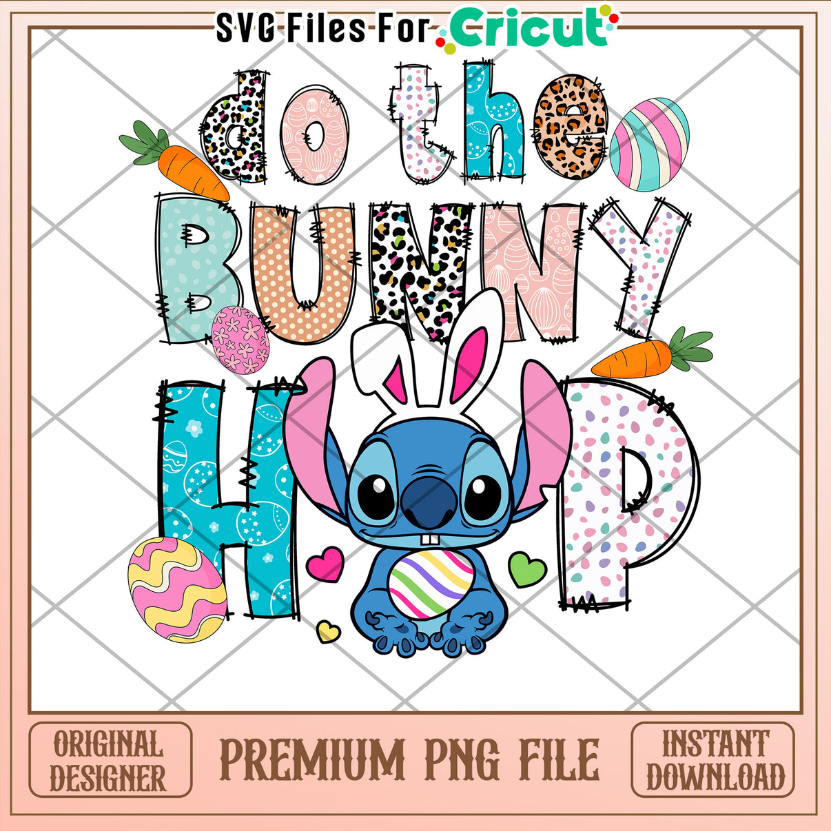 Stitch Easter Bunny Hop PNG Design – svg files for cricut