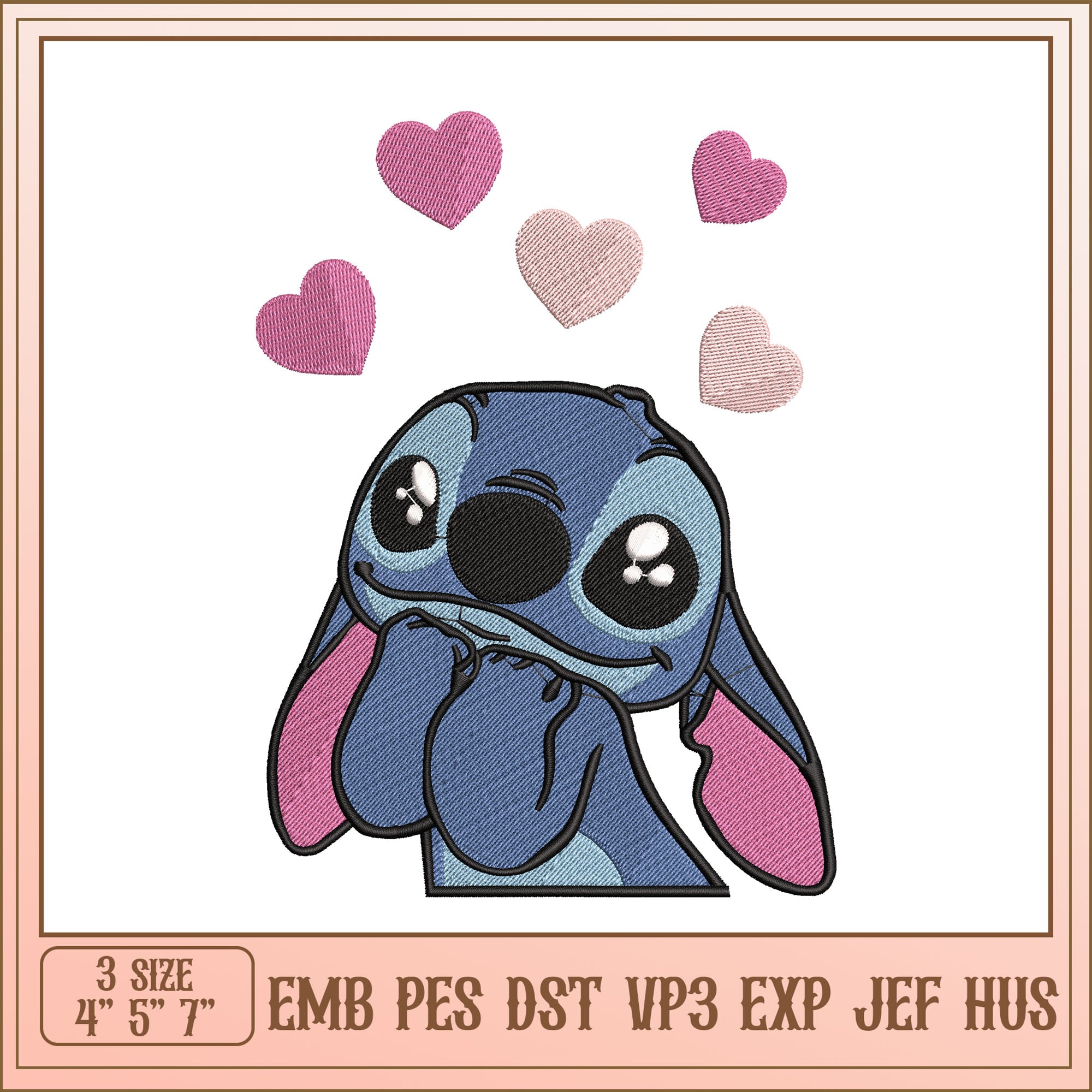 Stitch Embroidery Design with Hearts – svg files for cricut