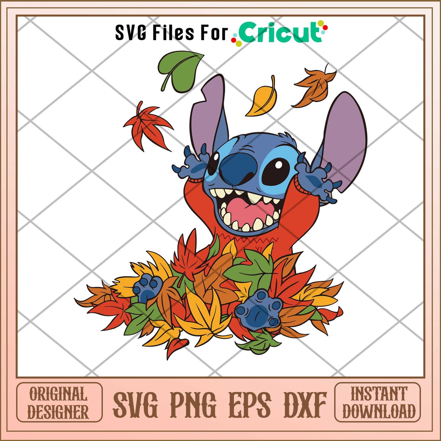 Stitch Happy Fall Autumn svg, Disney characters svg, Digital Download ...