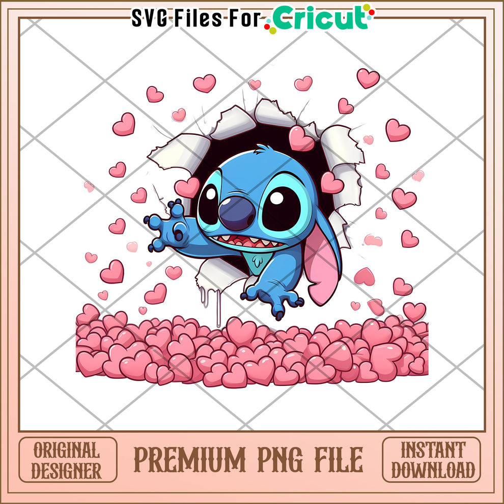 Stitch Hearts PNG Cricut File – svg files for cricut