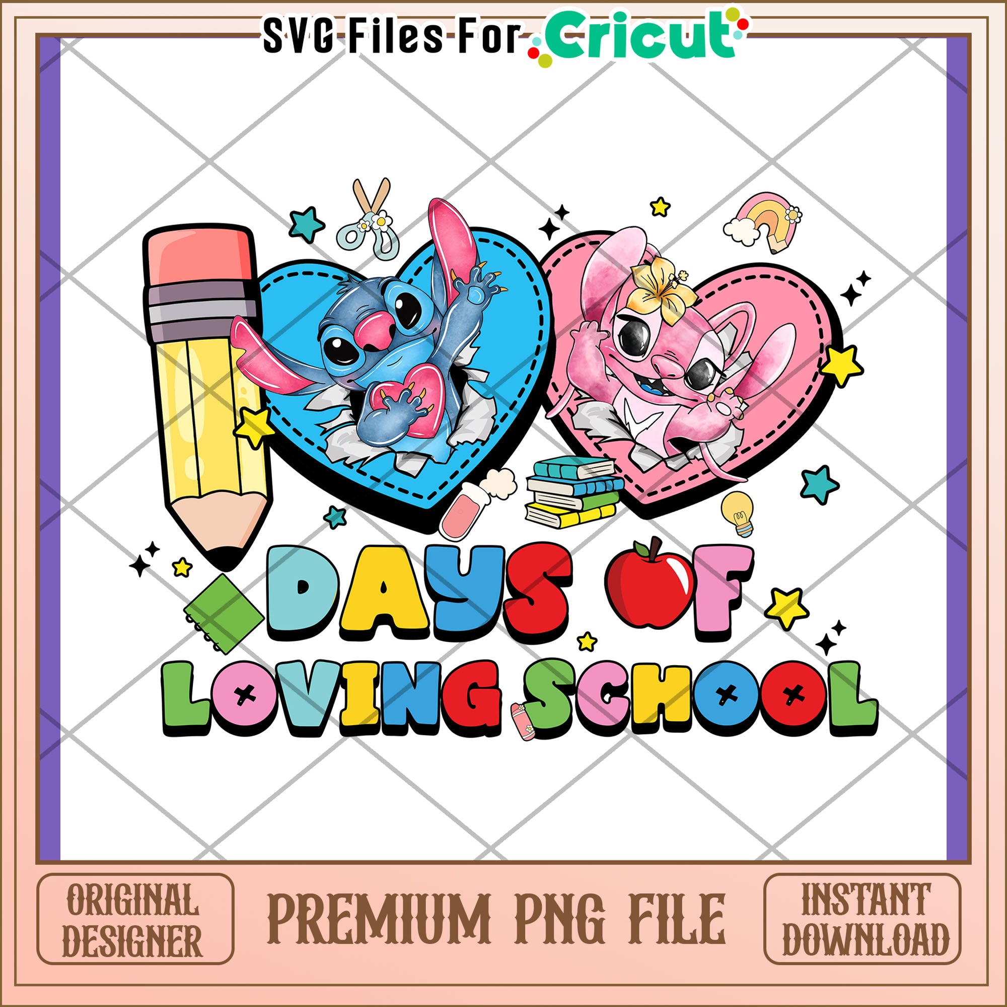 Stitch School Days PNG Design – svg files for cricut