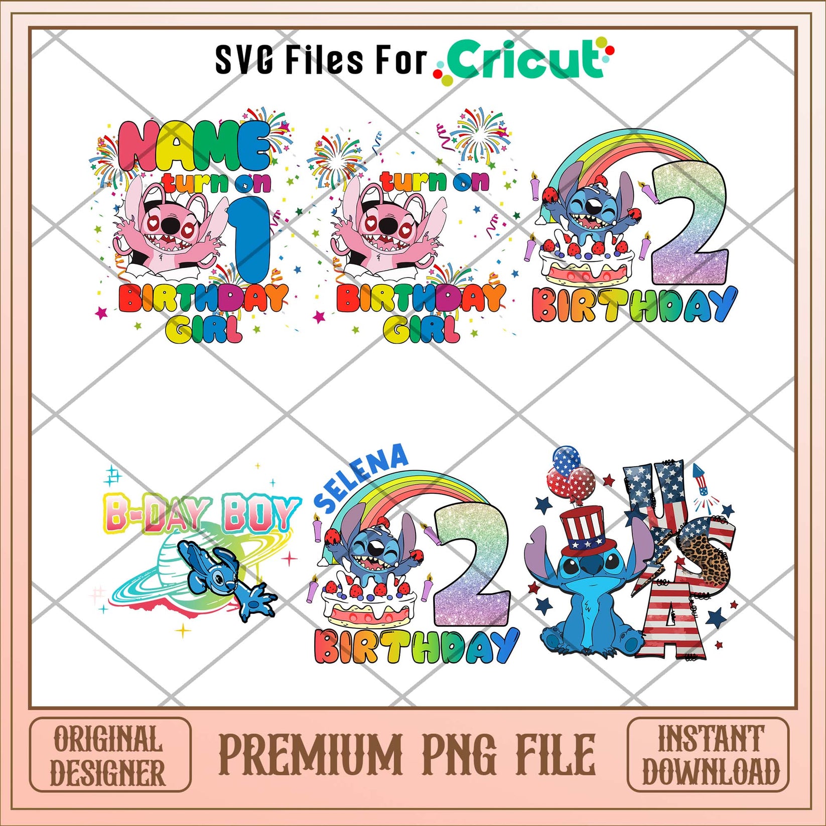 Disney Stitch cartoon png bundle – svg files for cricut
