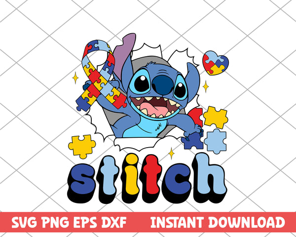 Stitch ribbon awareness autism svg – svg files for cricut
