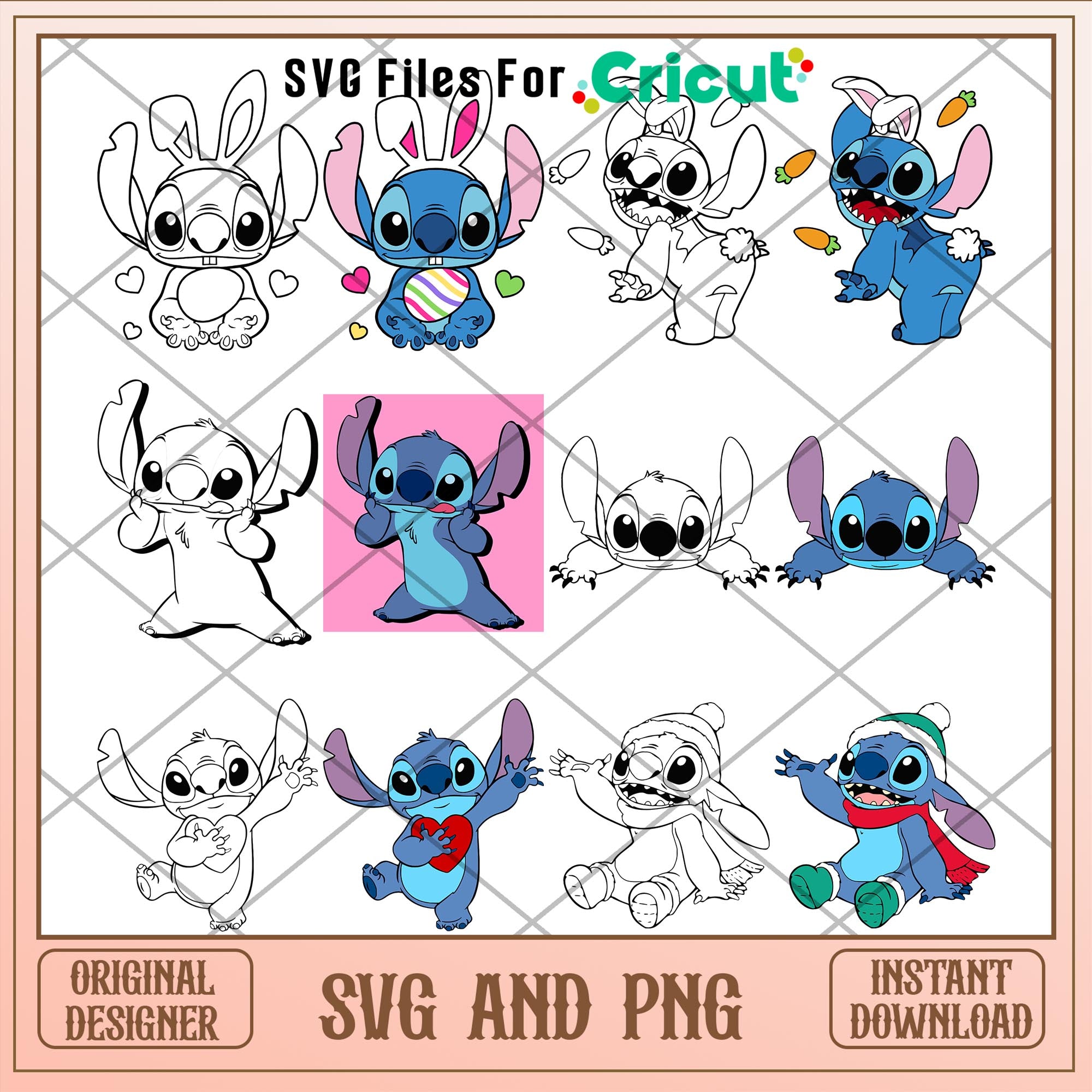 Easter Stitch Disney cartoon character svg bundle – svg files for cricut
