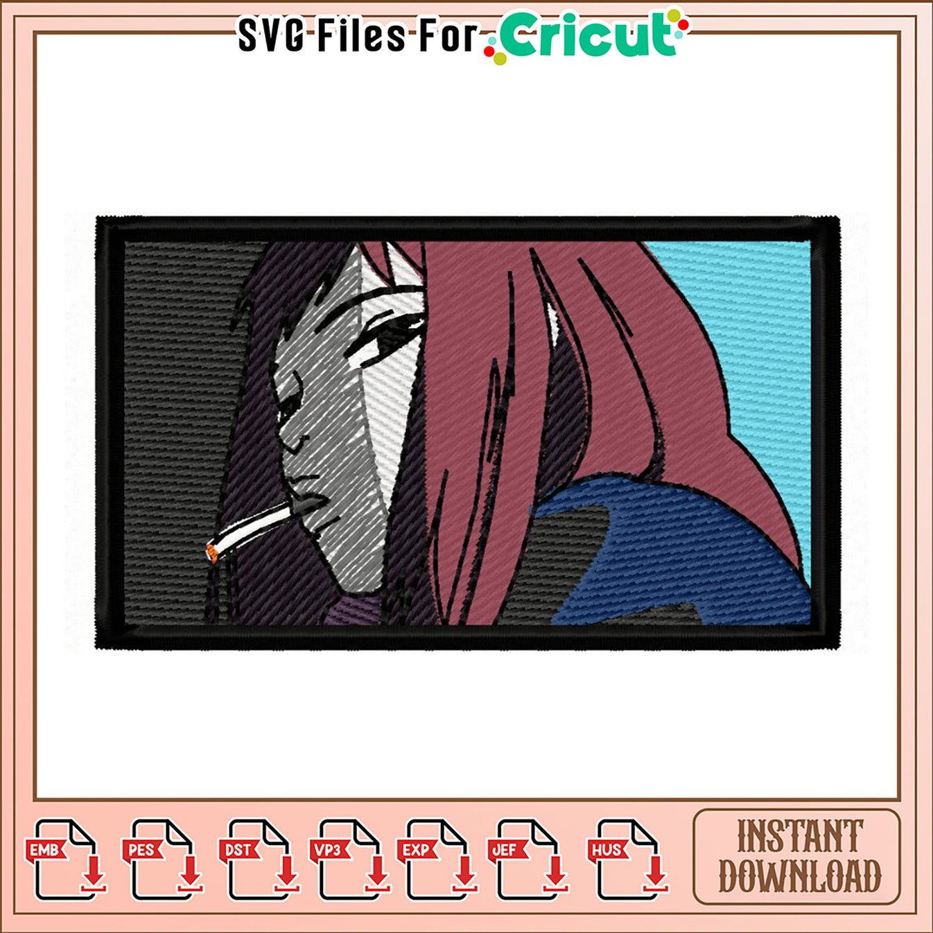 Stylish Embroidery Design of a Modern Character Art – svg files for cricut