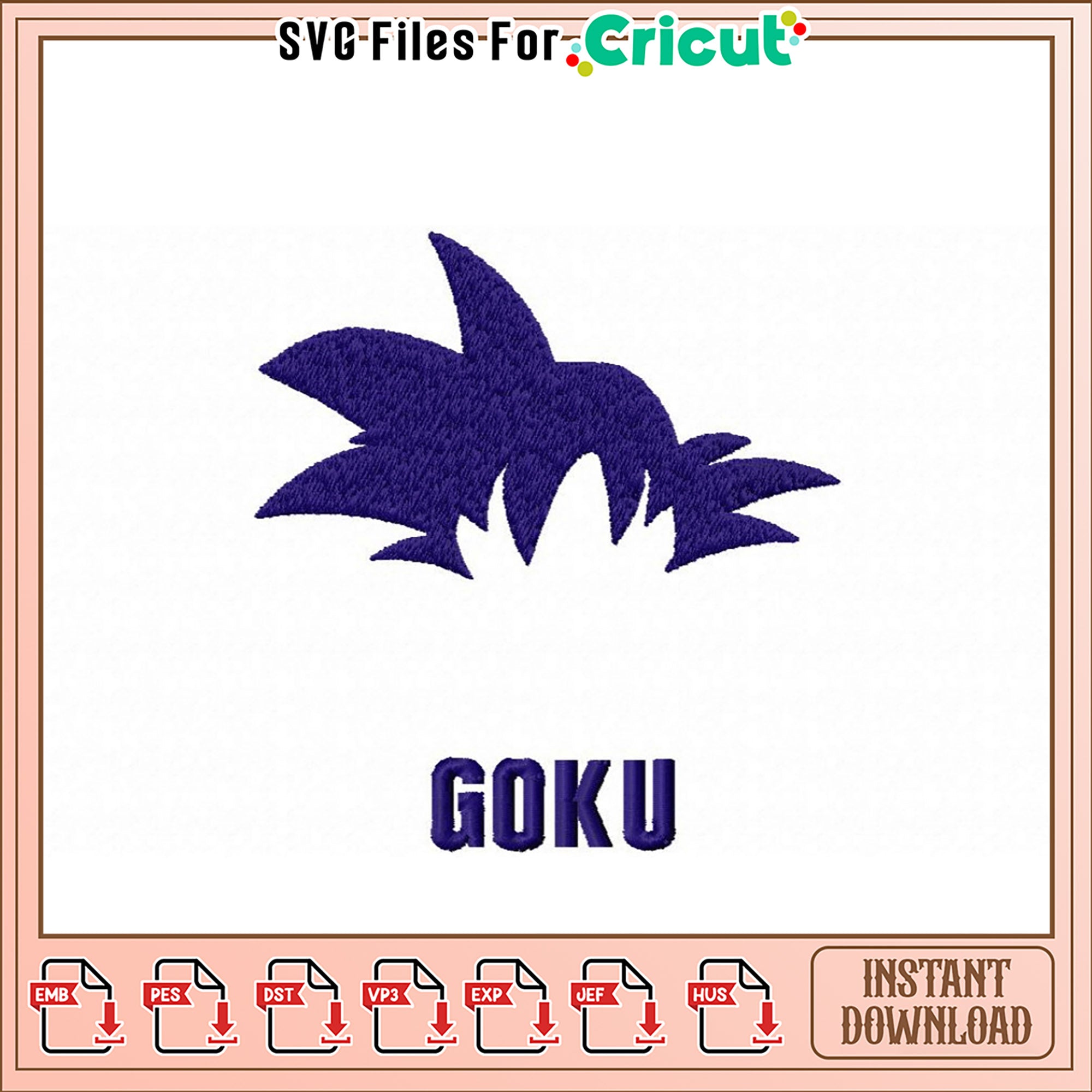 Stylish Goku Embroidery Design Instant Download File – svg files for cricut
