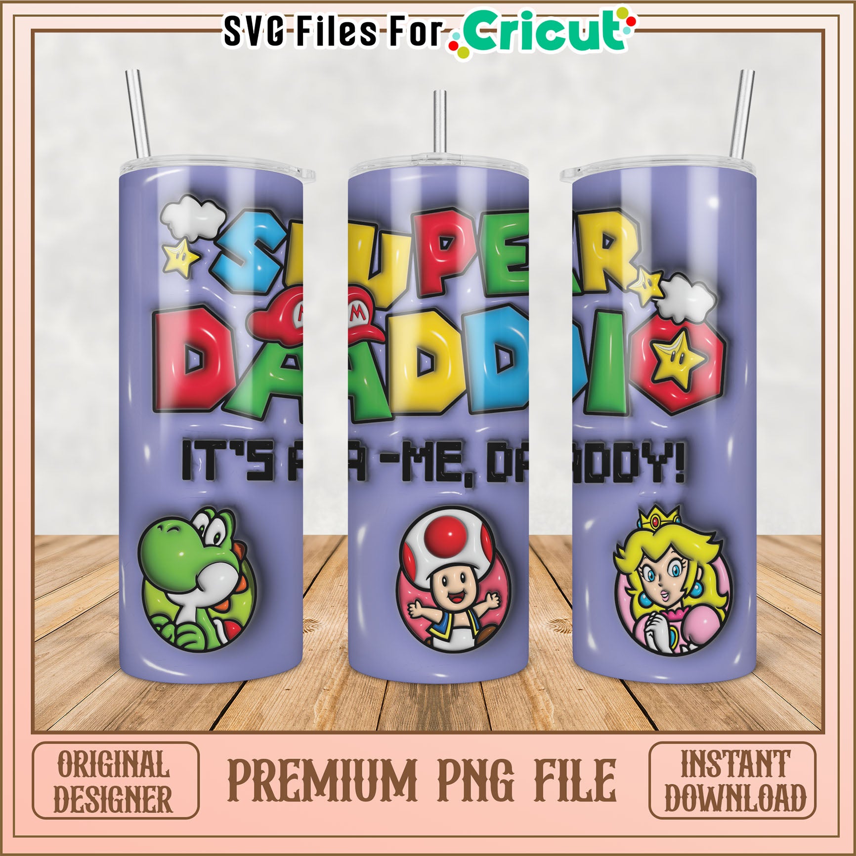 Super Dad Mario PNG Sublimation – svg files for cricut