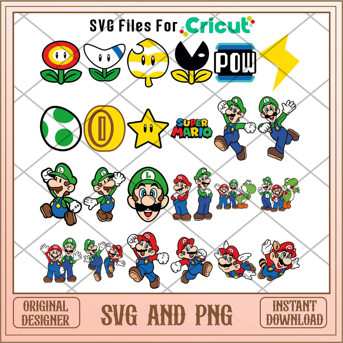 Super Mario super video game symbol svg bundle – svg files for cricut