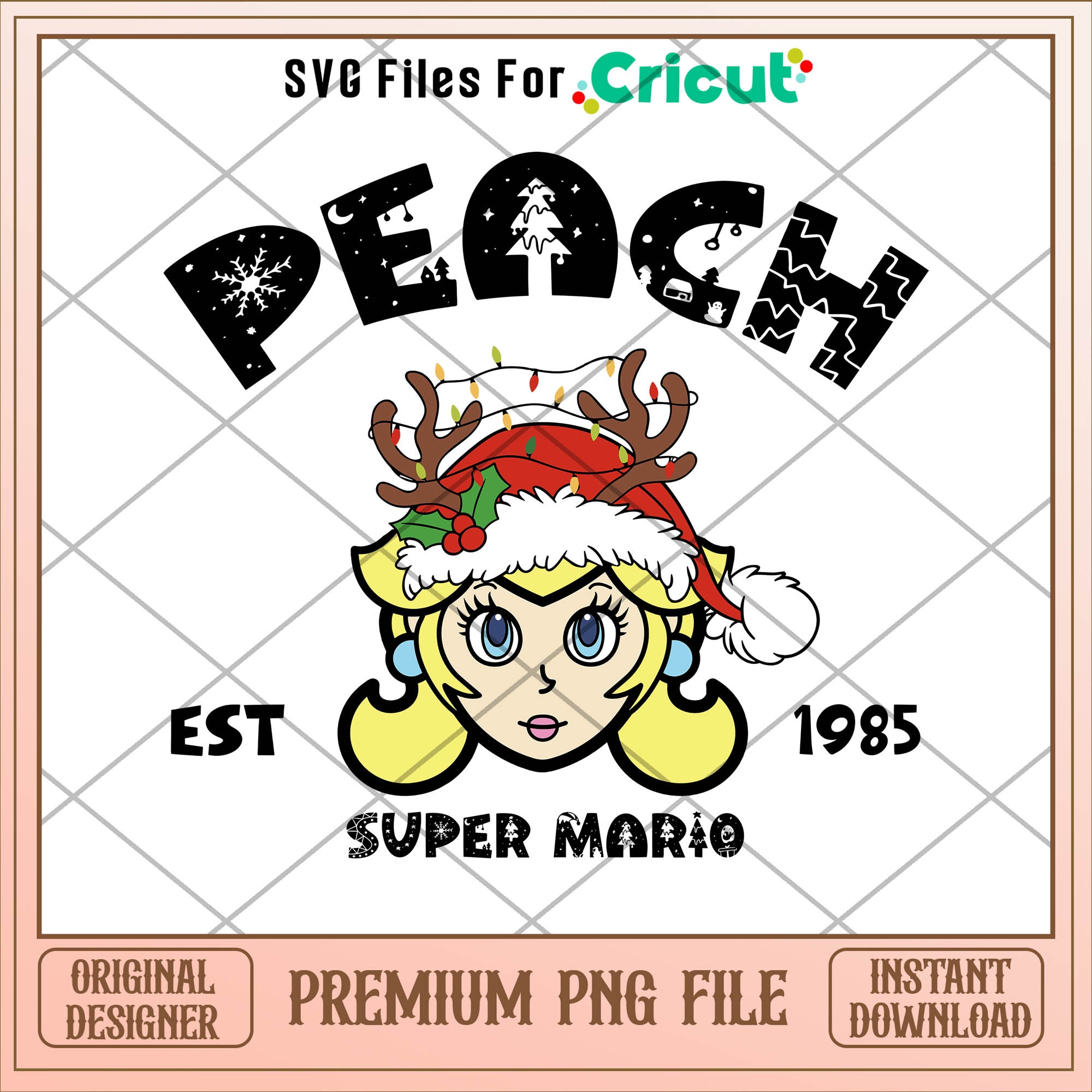Super mario peach est 1985 png, super mario png, christmas png – svg files for cricut