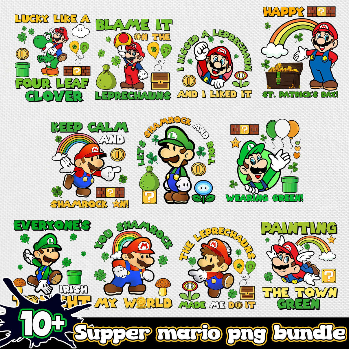 Super mario st patrick day bundle png, st patricks day png – svg files ...