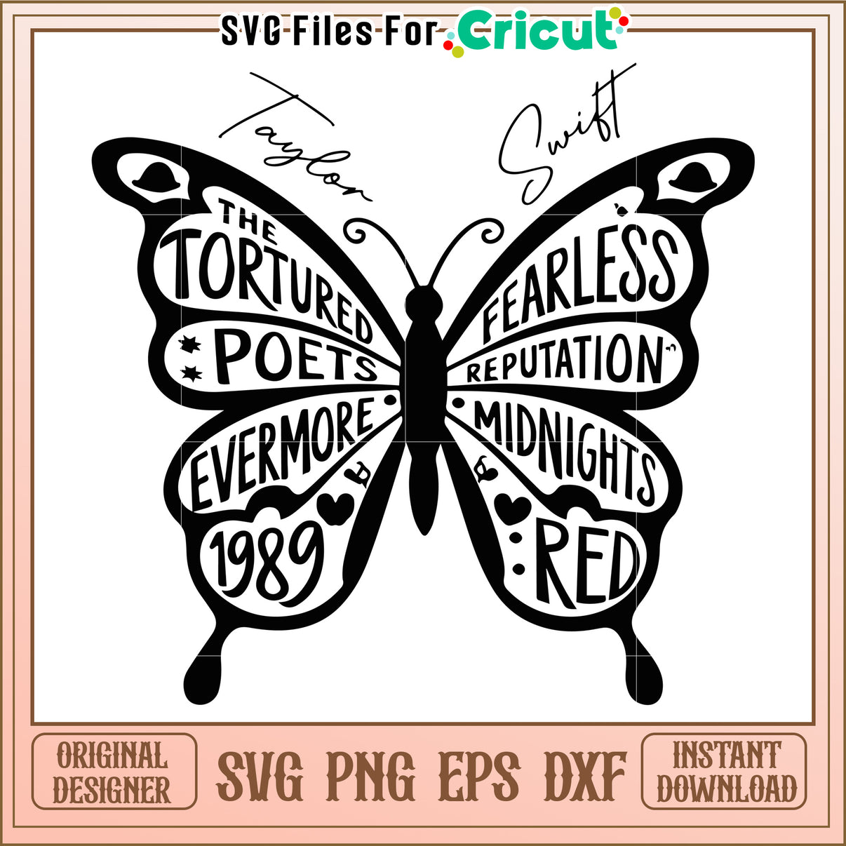 Taylor Swift butterfly design, inspired by her iconic albums – svg ...