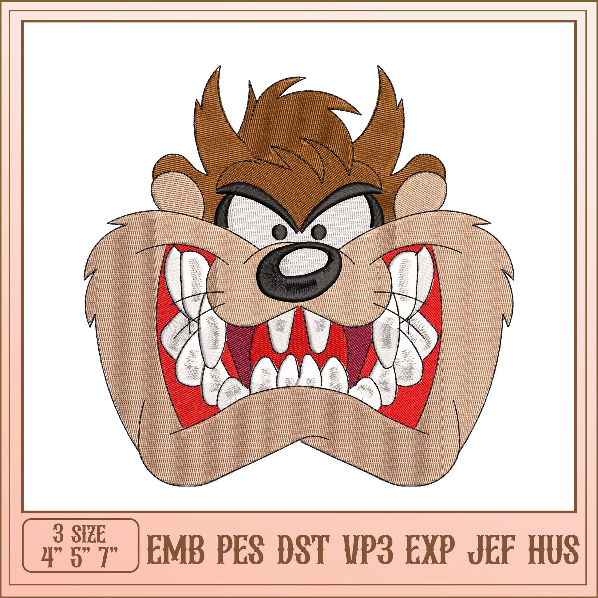 Taz Embroidery Design - 3 Sizes – svg files for cricut