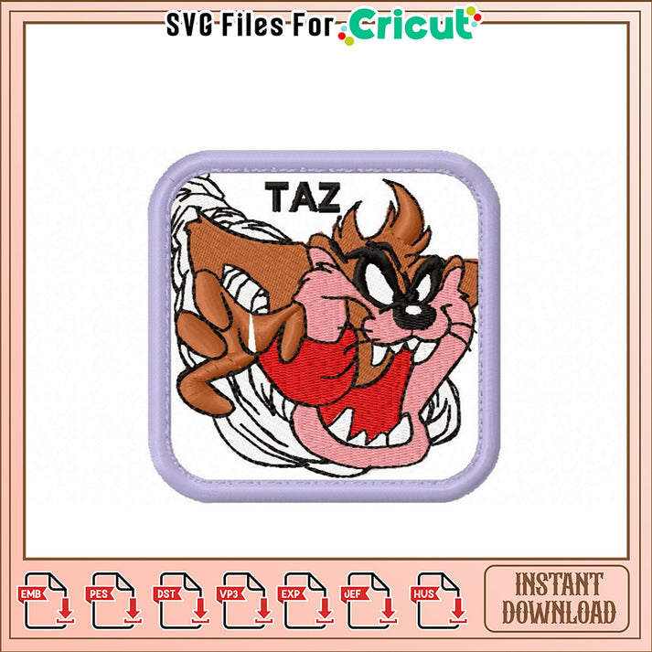 Taz Looney Tunes Embroidery Design Instant Download – svg files for cricut